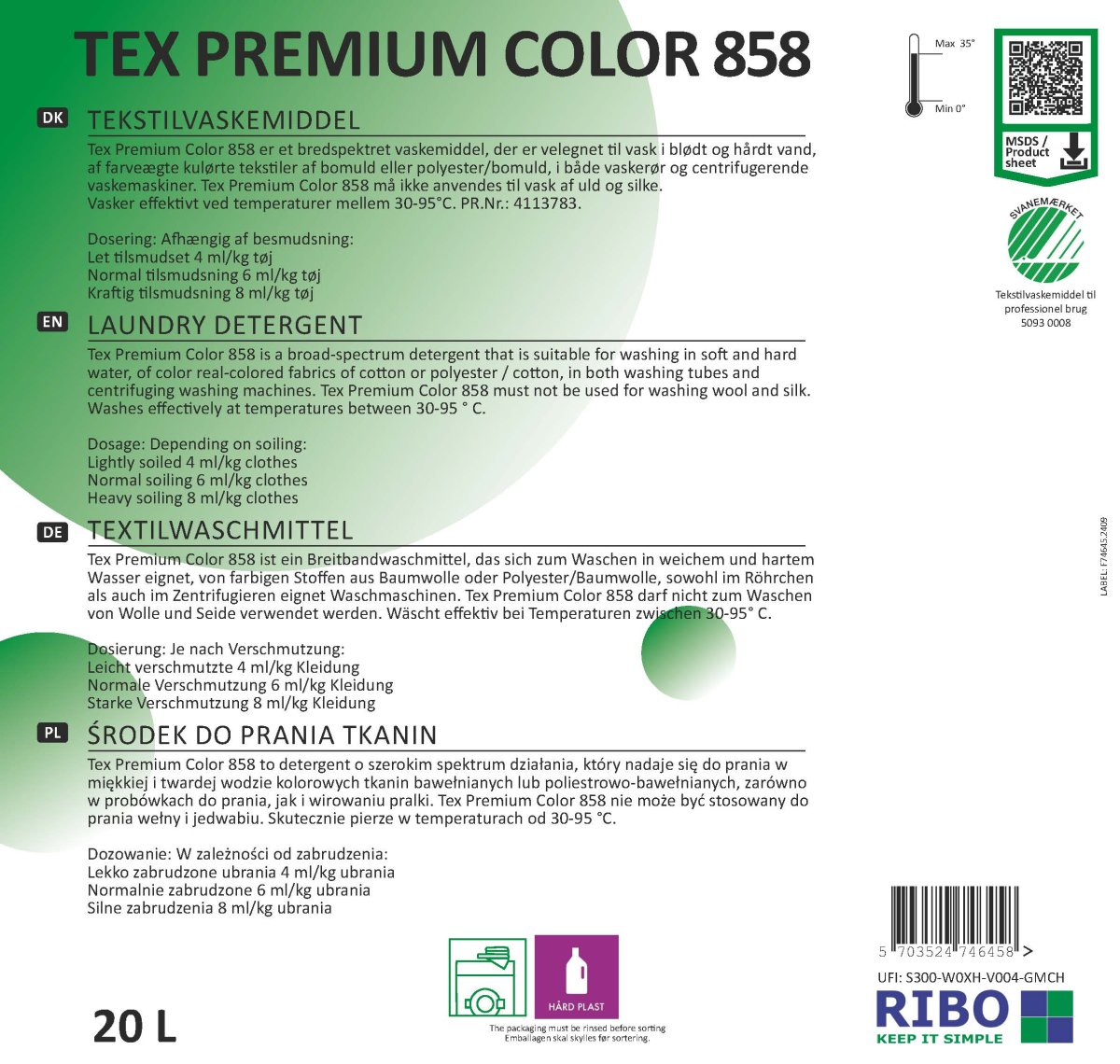 Tex Premium color 858 20L - Flydende - RIBO ApS